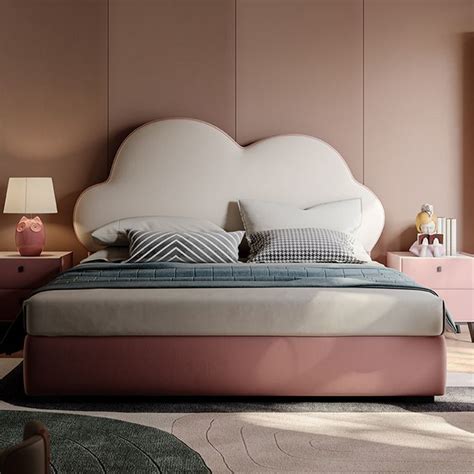 Tanner Velvet Cloud Shaped High Headboard Modern Bed Frame Modern Bed