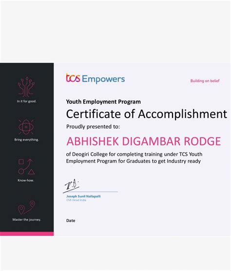 Abhishek Rodge On Linkedin Tcs Yep Training Completed