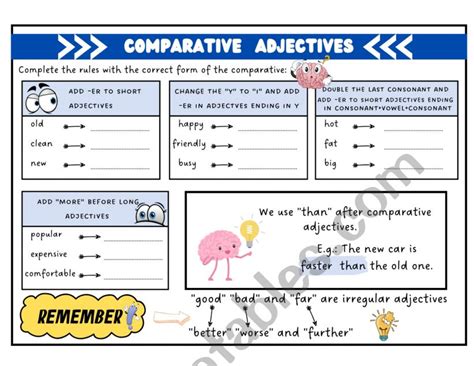 Comparatives Worksheet Comparative Adjectives Worksheet