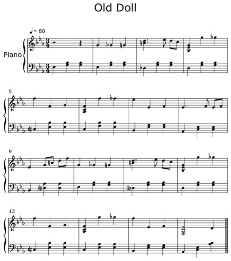 Old Doll Sheet Music For Piano