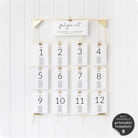 Giulia Minimalist Wedding Table Seating Cards Template