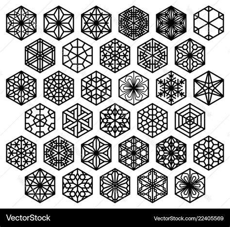 Traditional Japanese Kumiko Ornament In A Hexagon Vector Image