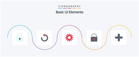 Basic Ui Elements Flat 5 Icon Pack Including Sign New Cog Add Lock
