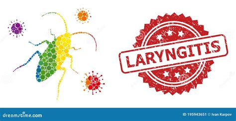 Rubber Laryngitis Stamp And Spectrum Cockroach Infection Mosaic Stock