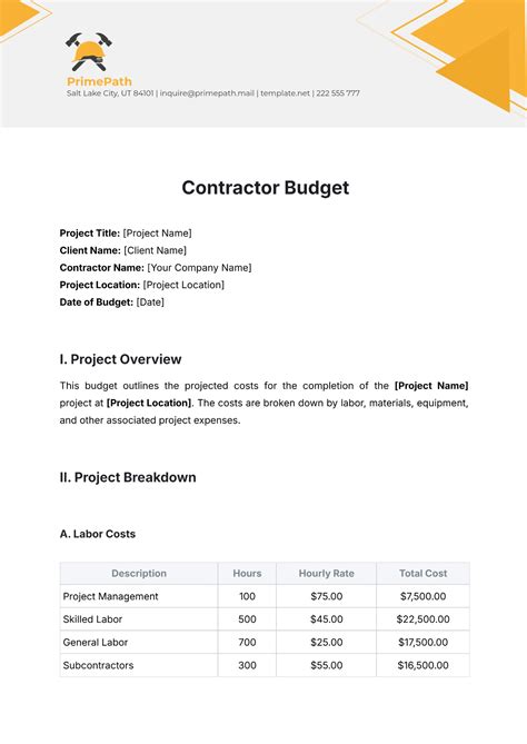 Free Contractor Rate Sheet Template To Edit Online