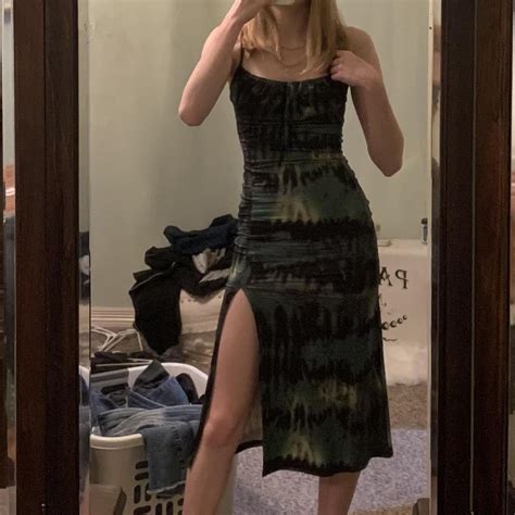 Green And Black Tie Dye Midi Dress Super Soft And Depop