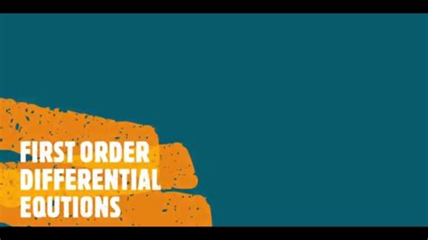 First Order Differential Equations Telugu Lo Youtube