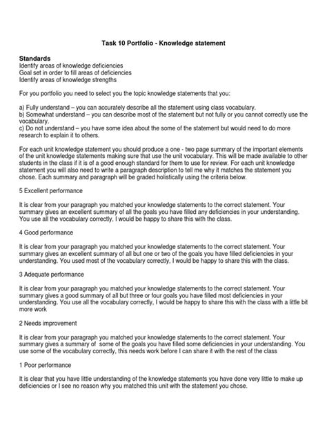 Knowledge Statement Pdf Vocabulary Paragraph