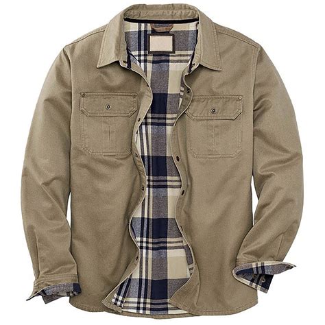 Apexfwdt Mens Flannel Lined Shirt Jackets Long Sleeved Plaid Cotton