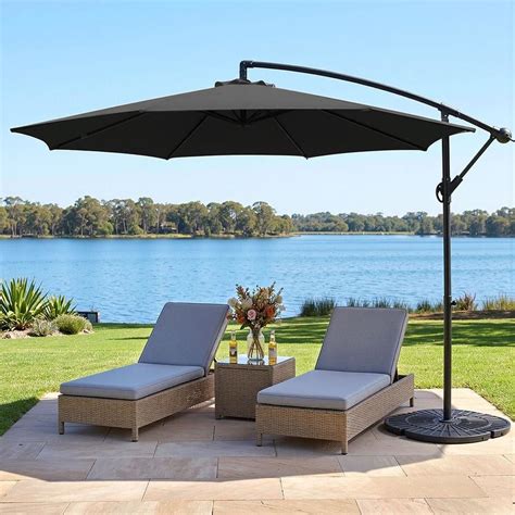 Instahut 3m Outdoor Umbrella Cantilever Beach Garden Patio Black Big W