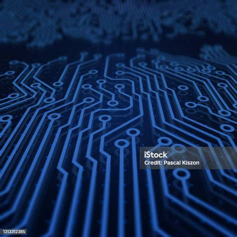 파란색 인쇄 회로 기판 미래 배경 추상 기술 3d 그림 0명에 대한 스톡 사진 및 기타 이미지 0명 3차원 형태 Cpu Istock