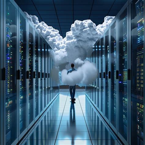 Cloud Computing Specialist In A Data Center Premium Ai Generated Image