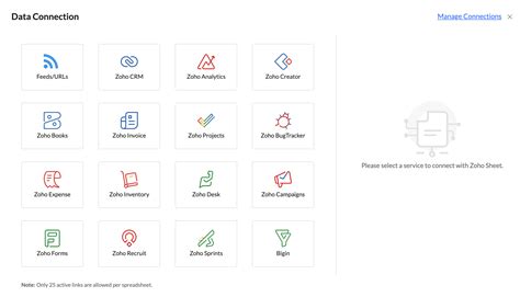 Create And Manage Data Connections Zoho Sheet Help Guide