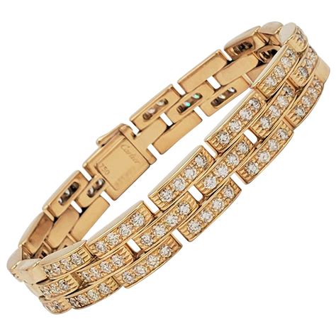 Cartier Maillon Panthere Three Row Yellow Gold And Diamond Bracelet
