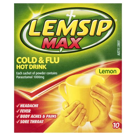 Lemsip Max Cold And Flu Relief Hot Drink 10 Pack Lemon Flavour