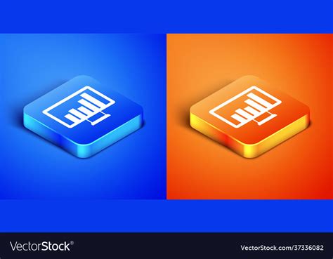 Isometric Computer Monitor With Graph Chart Icon Vector Image