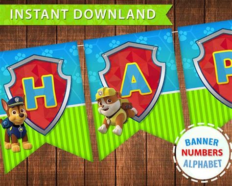 Paw Patrol Banner Paw Patrol Bunting Paw Patrol Birthday Banner Paw