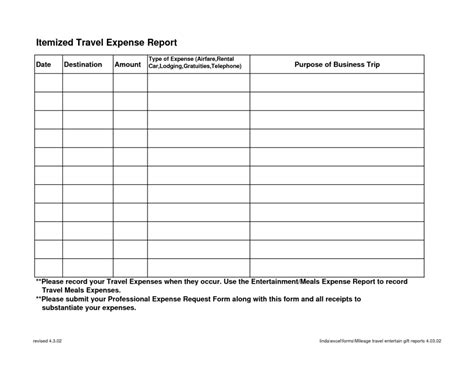 Microsoft Word Expense Report Template