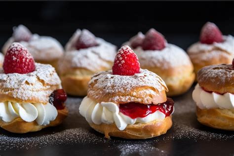 Premium Photo Strawberry Eclair With Whipped Cream And Fresh