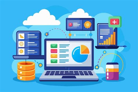 A Laptop Displays Various Data Visualizations And App Interfaces Representing Cloud Storage