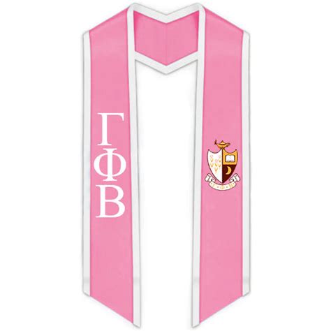 Gamma Phi Beta Trimmed Greek Lettered Stole With Crest Graduation Cap