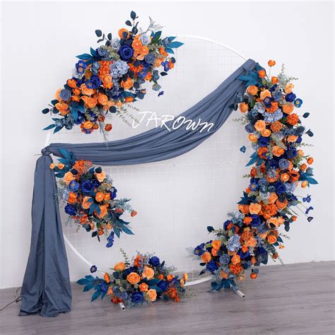 Blue And Orange Rose Flower Arrangement Wedding Backdrop Decor Etsy
