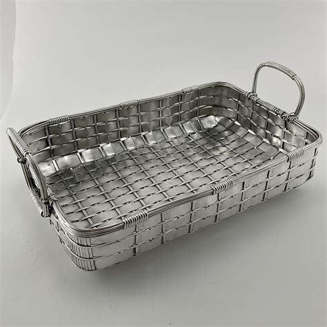 Very Decorative Silver Plated Lattice Work Bread Basket C1900