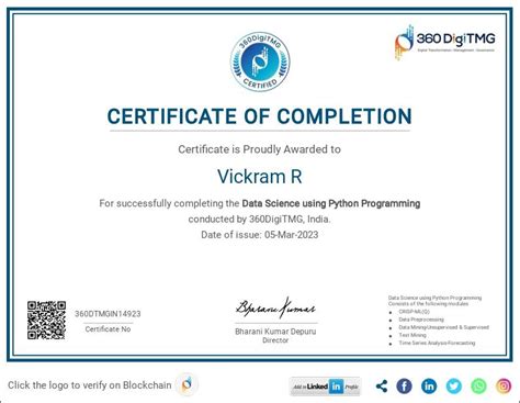 Datascience Pythonprogramming 360digitmg Certificationachieved