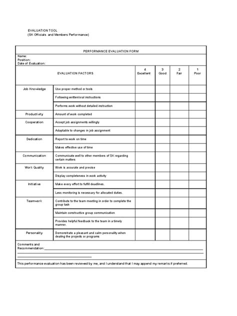 Performance Evaluation Tool Pdf