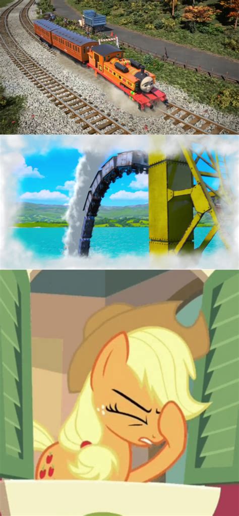 Applejack Facepalms At Nia And Rebeccas Crash By Zmcdonald09 On Deviantart