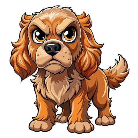 Adorable Cartoon Cocker Spaniel Vector Art Looks Angry Premium Ai