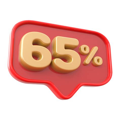 Icon Number 65 Percent 3d 11298062 Png