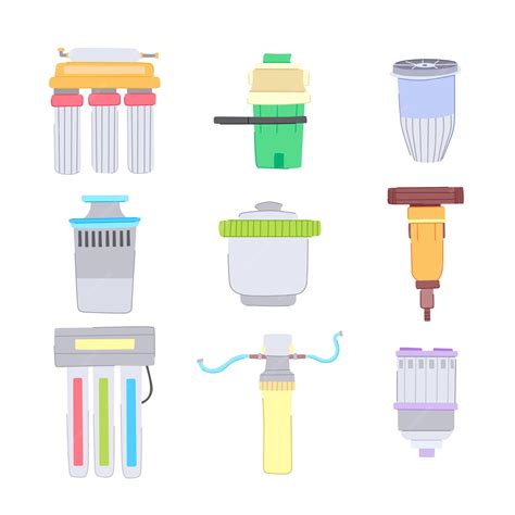 Premium Vector Water Filter Set Cartoon Vector Illustration
