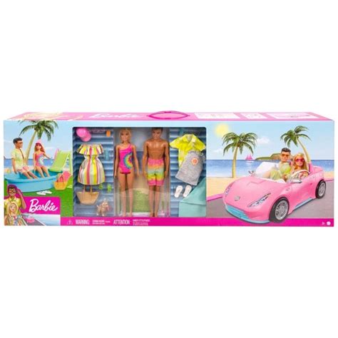 Barbie Beach Dolls Playset With Convertible Car And Accessories T Set