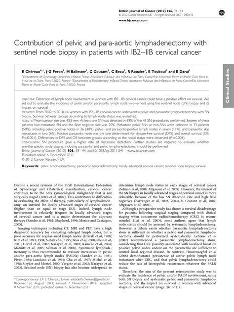 Pdf Contribution Of Pelvic And Para Aortic Lymphadenectomy With