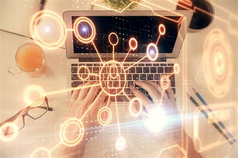Premium Photo Double Exposure Of Mans Hands Typing Over Computer