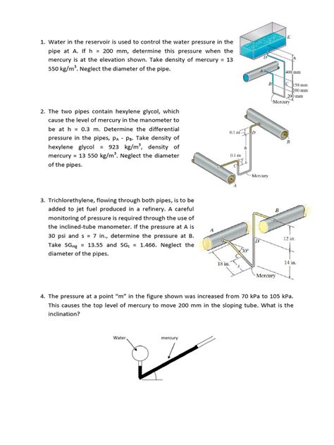 Practice Problems Manometer From Vl Pdf