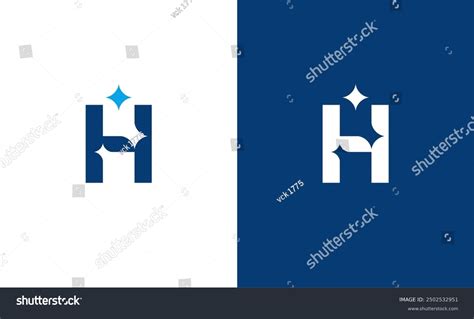Blue Cursive H Logo Blue Grunge Font Letter H Stock Illustration