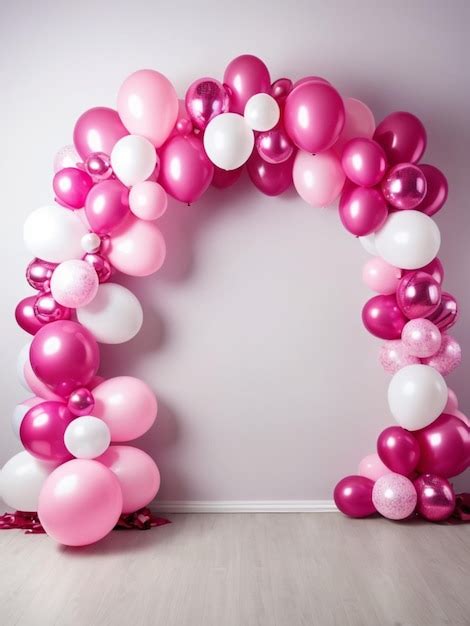 Una Carta Hecha De Globos Con Una Cinta Rosa Y Un Fondo Blanco Imagen