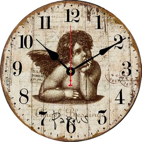 Shabby Brown Clock Cupid Angel Non Ticking Silent Vicedeal