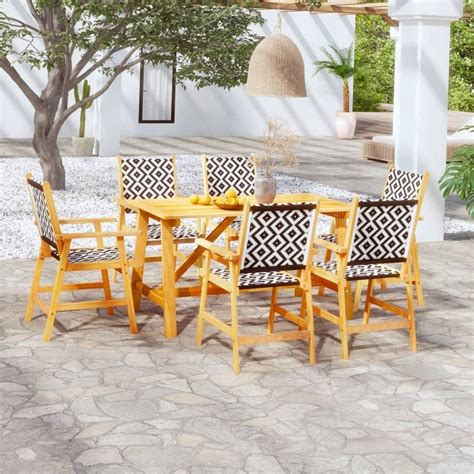 7 Piece Garden Dining Set Solid Wood Acacia Vidaxl Big W