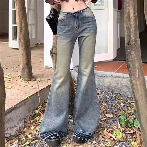 Rosesand Low Waist Washed Slim Fit Boot Cut Jeans Yesstyle