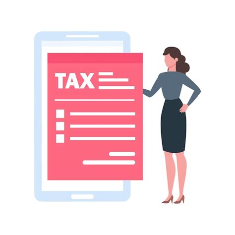 Premium Vector Girl Looking At Tax Document On Mobile