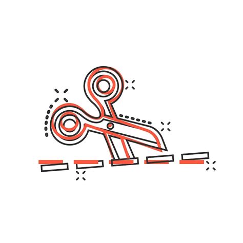 Premium Vector Scissor With Cutting Line Icon In Comic Style Cut
