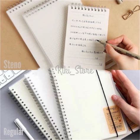 B5 Muji Style Regular Steno Flip Up Notebook With Garter Clear Cover Dotted Blank Line Grid