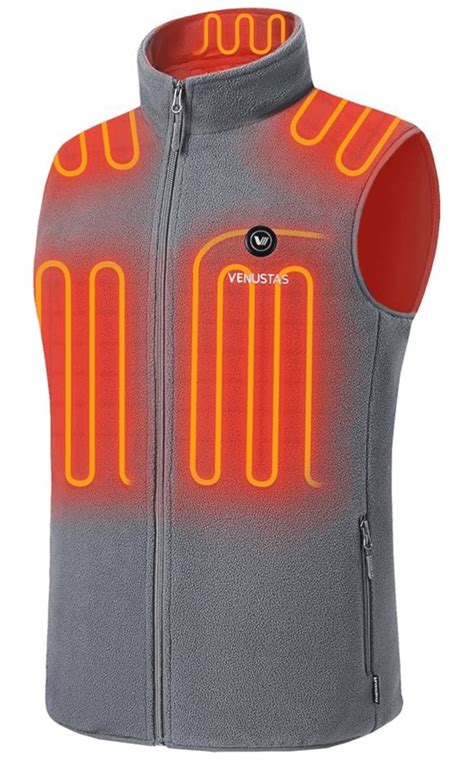 Venustas Mens Fleece Heated Vest With Battery Pack 74v Lightweight