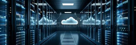 cloud computing data center with multiple servers cloud technology big data concept stock