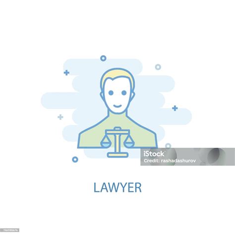 변호사 라인 트렌디 아이콘입니다 간단한 선 컬러 일러스트 회계 세트에서 변호사 기호 평면 디자인 Ui Ux에 사용할 수 있습니다 개념에 대한 스톡 벡터 아트 및 기타 이미지