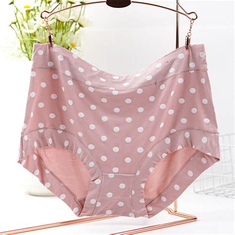 Modal Large Size Panties Fashion Polka Dot Briefs High Waistpack Of 3