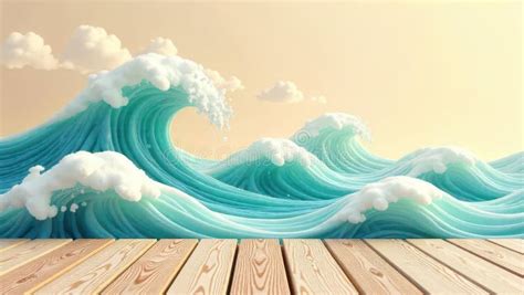 Rolling Teal Ocean Waves With Foamy Crests Rise And Fall Against A Soft